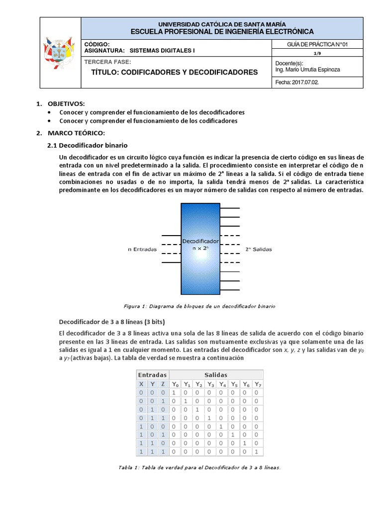 Codificadores y Decodificadores Digitales | PDF | Decimal codificado en ...