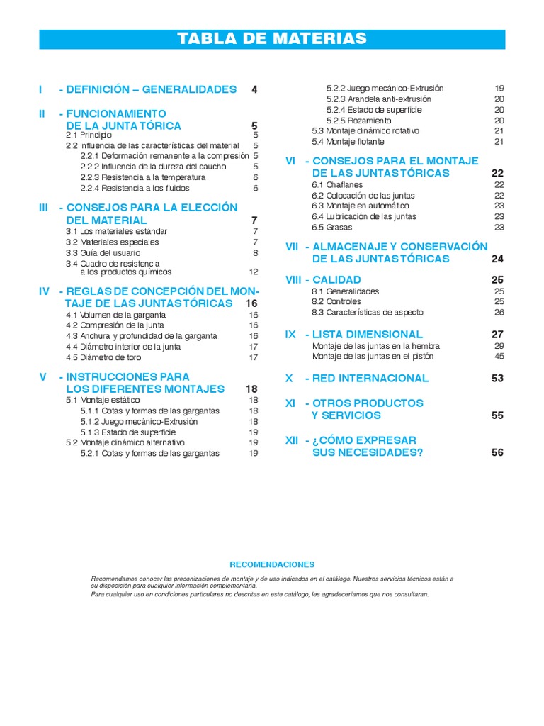 Catálogo Juntas Tóricas PDF | PDF | Expansión térmica | Agua