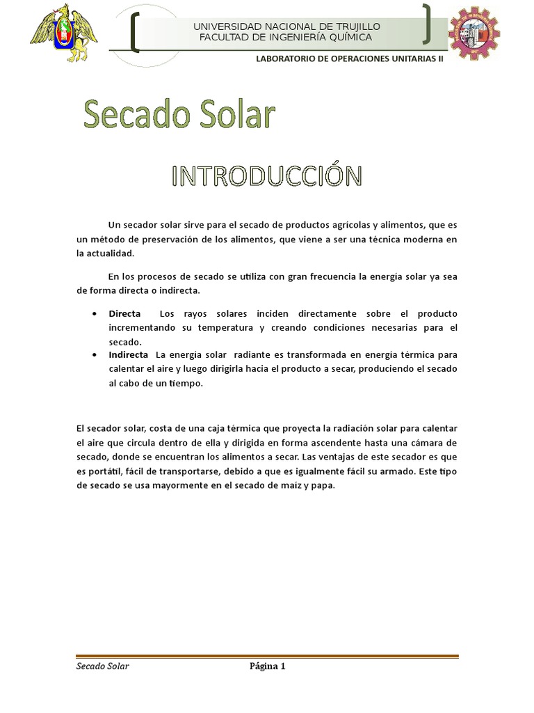 Secado Solar de Alimentos: Ventajas y Técnicas | PDF | Energía solar ...