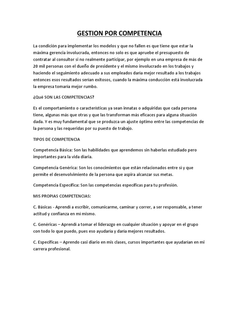Gestión Por Competencias Gary | PDF | Planificación | Business