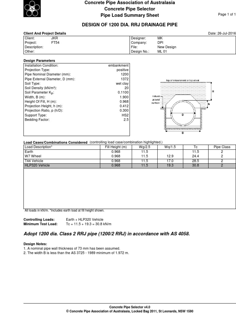 Concrete Pipe Selector v4 | PDF | Pipe (Fluid Conveyance) | Concrete