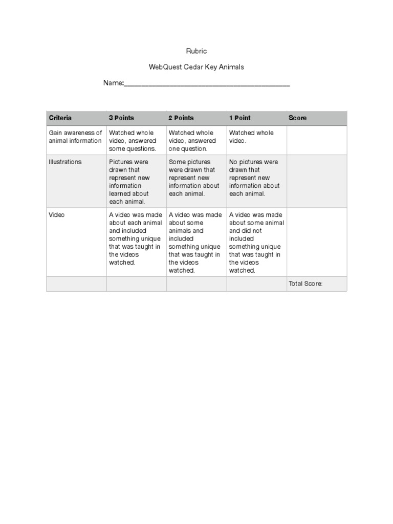 Webquest Rubric | PDF