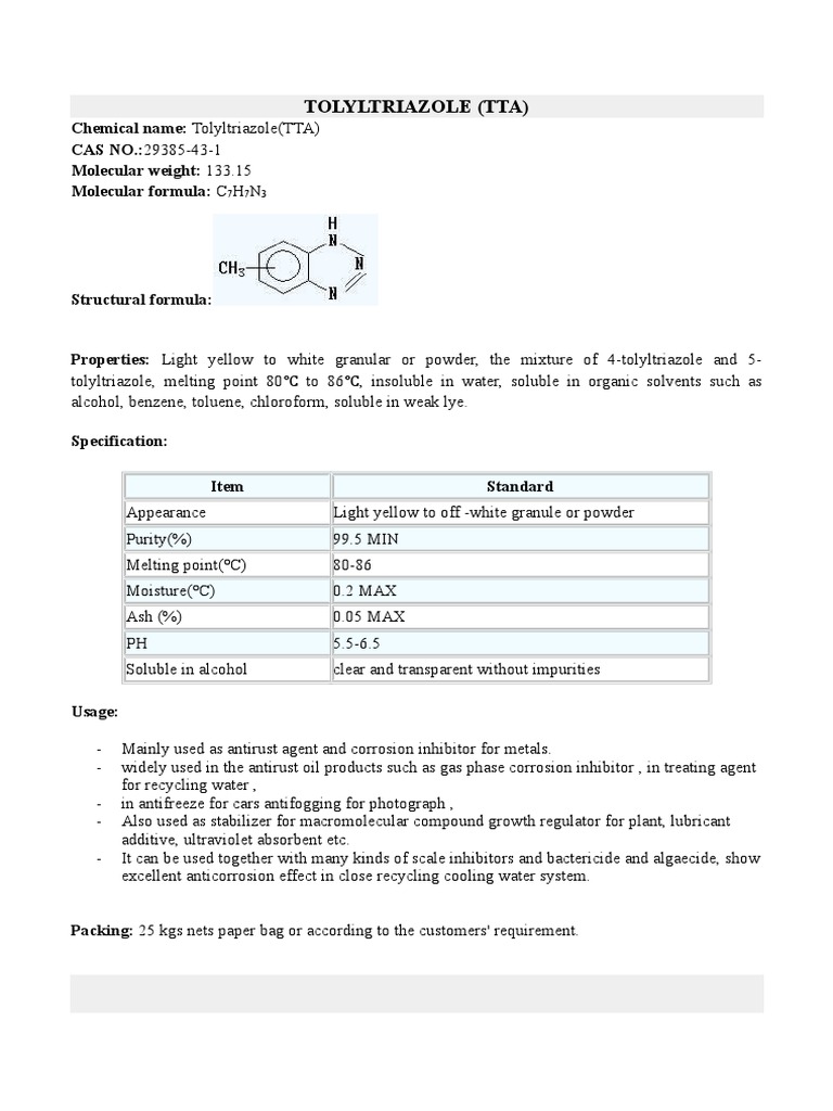 TOLYLTRIAZOLE | PDF | Solubility | Chemical Substances