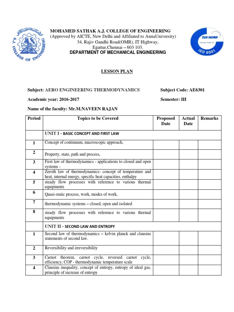 Power Plant Engineering Lesson Plan | PDF | Thermodynamics | Entropy