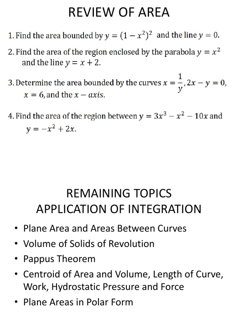 Lecture Notes On Application of Integration | PDF | Geometric ...
