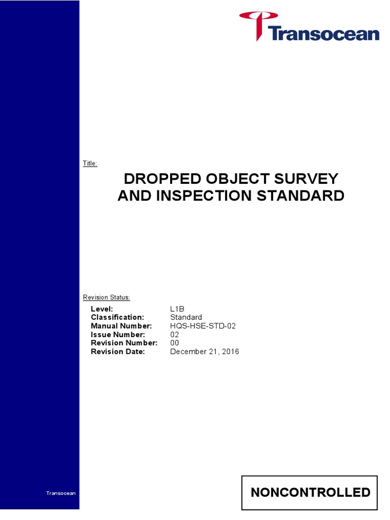 Dropped Object Survey and Inspection Standard | PDF | Crane (Machine ...