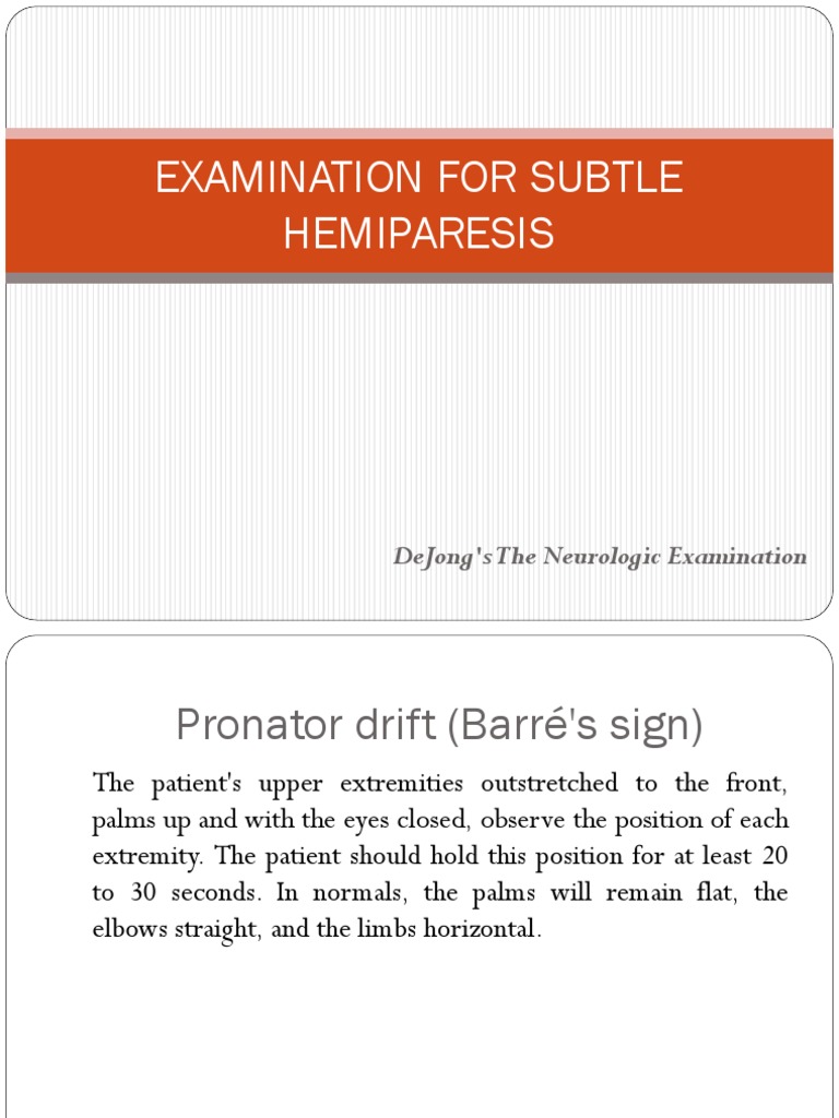 Neurologic Exam: Hemiparesis Tests | PDF