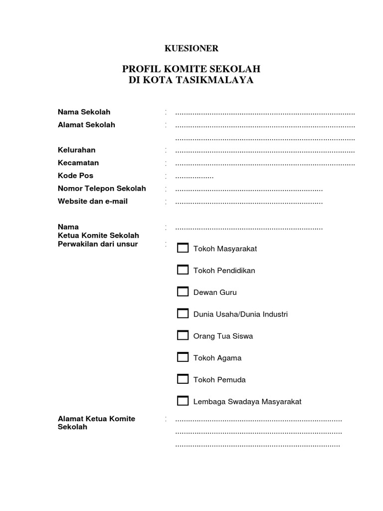Kuesioner Profil Komite Sekolah | PDF