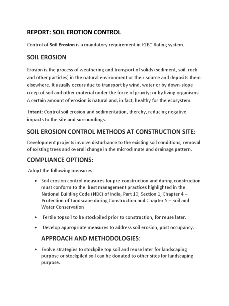 Soil Erosion: Report: Soil Erotion Control | PDF | Surface Runoff | Erosion