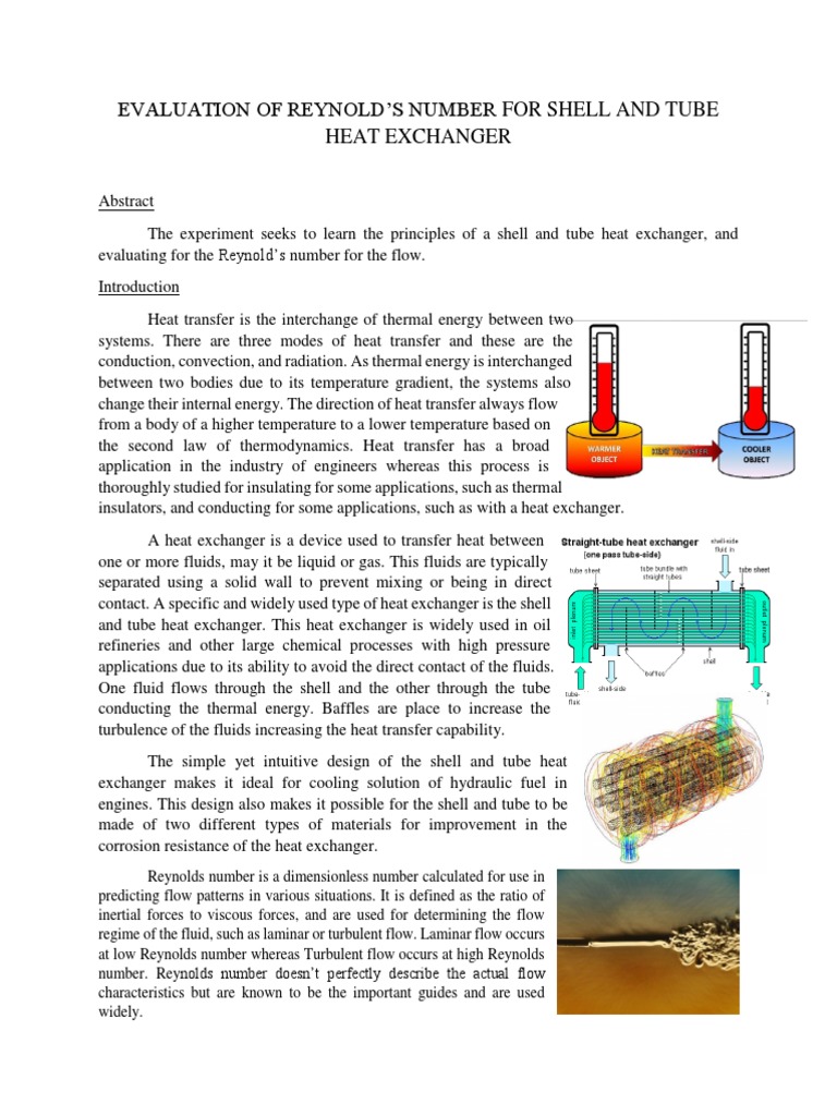 EXP 9 Reynold's Number Shell & Tube Heat Exchanger | PDF | Reynolds ...