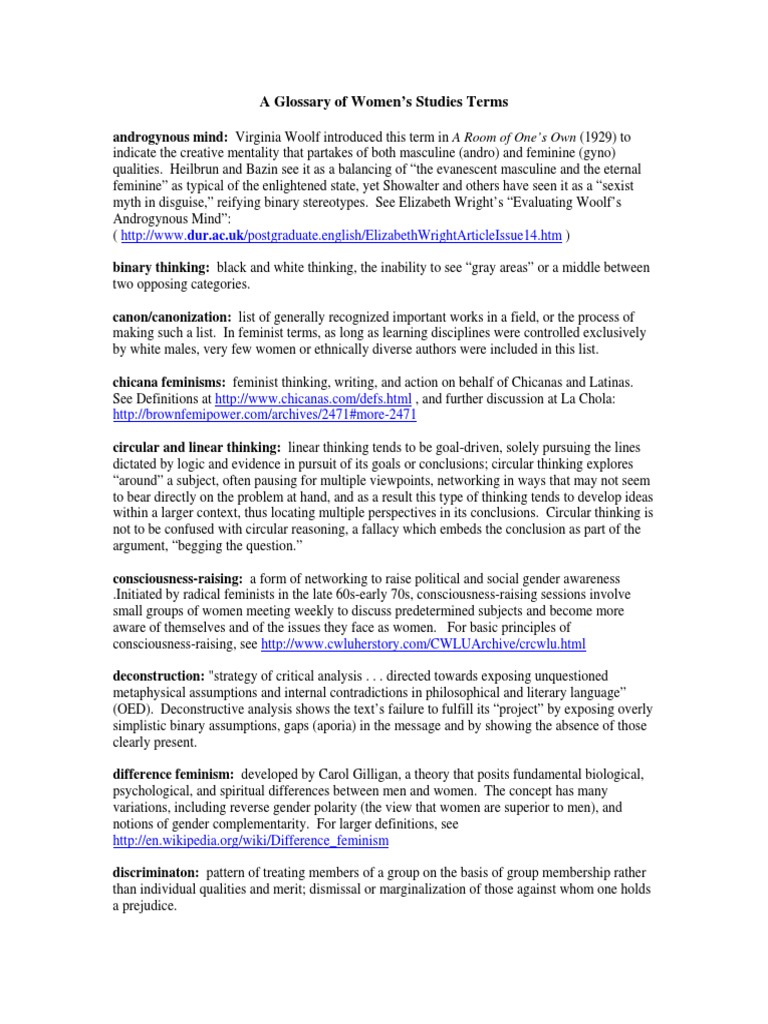 Feminist Vocabulary Glossary | PDF | Feminism | Gender Studies
