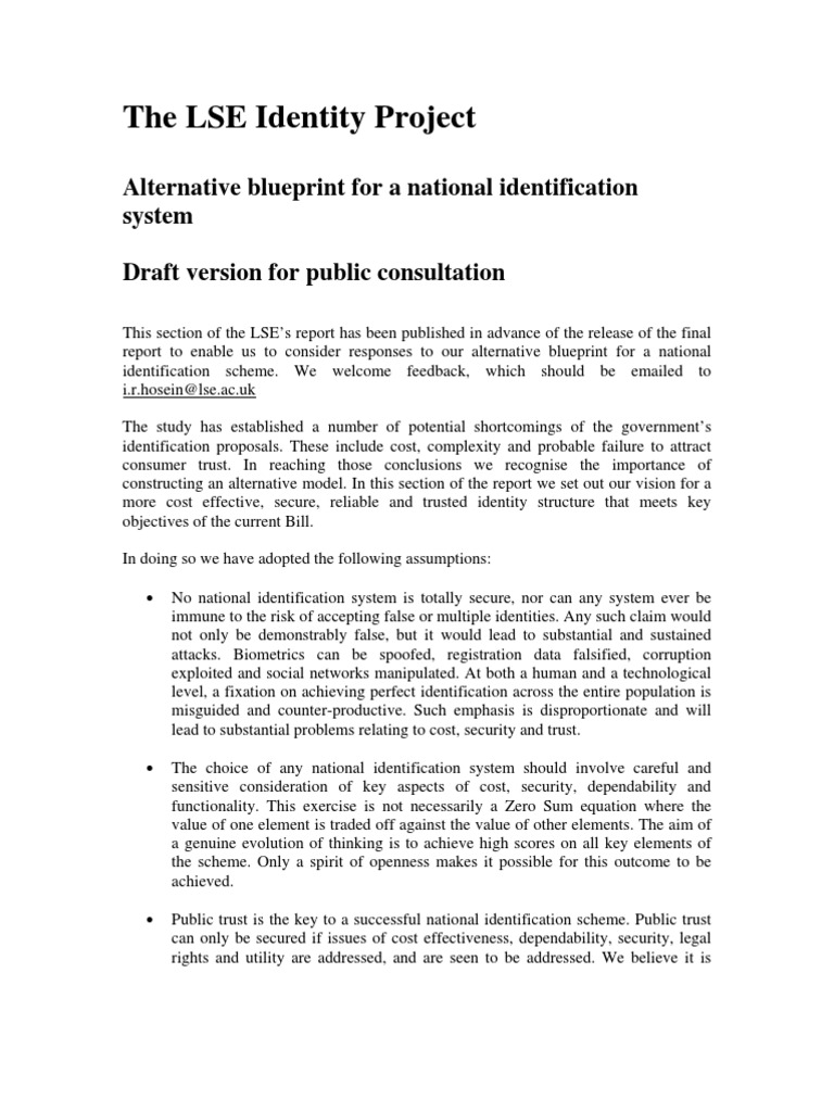 LSE ID Blueprint | PDF | Identity Document | Biometrics