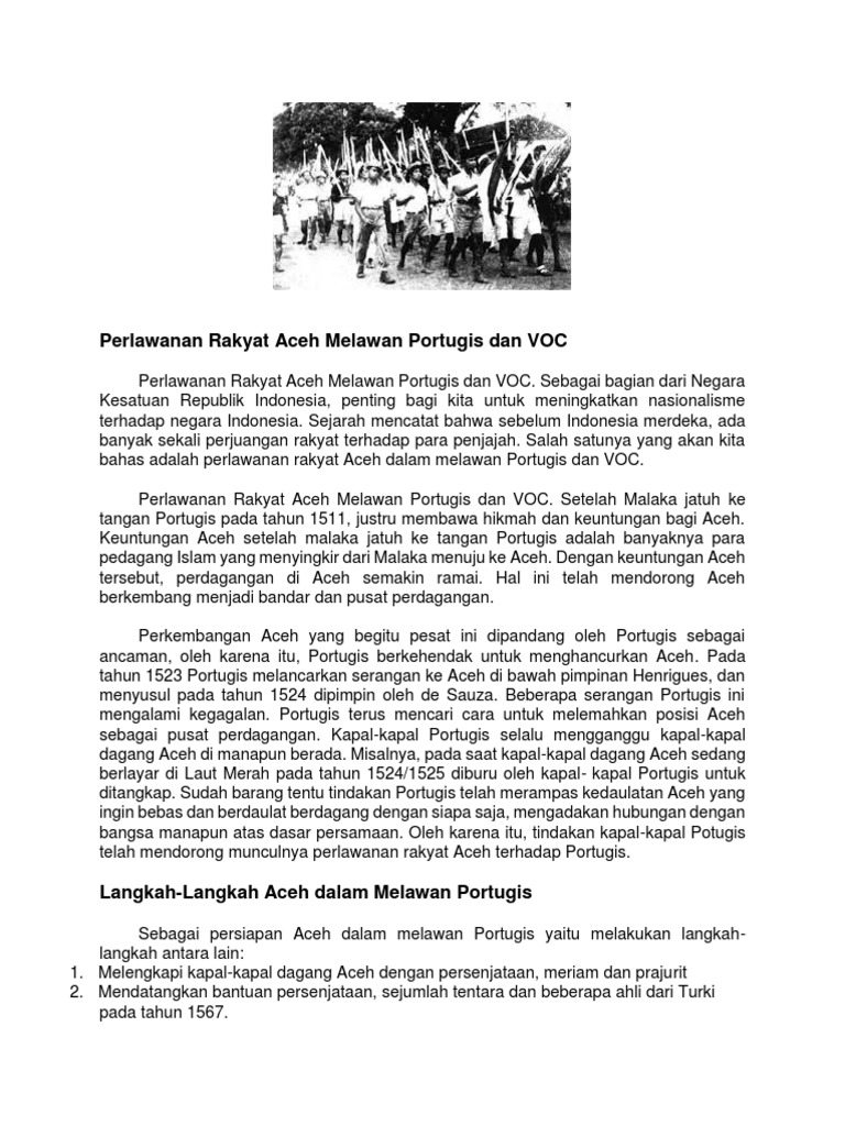Perlawanan Rakyat Aceh Melawan Portugis Dan VOC | PDF