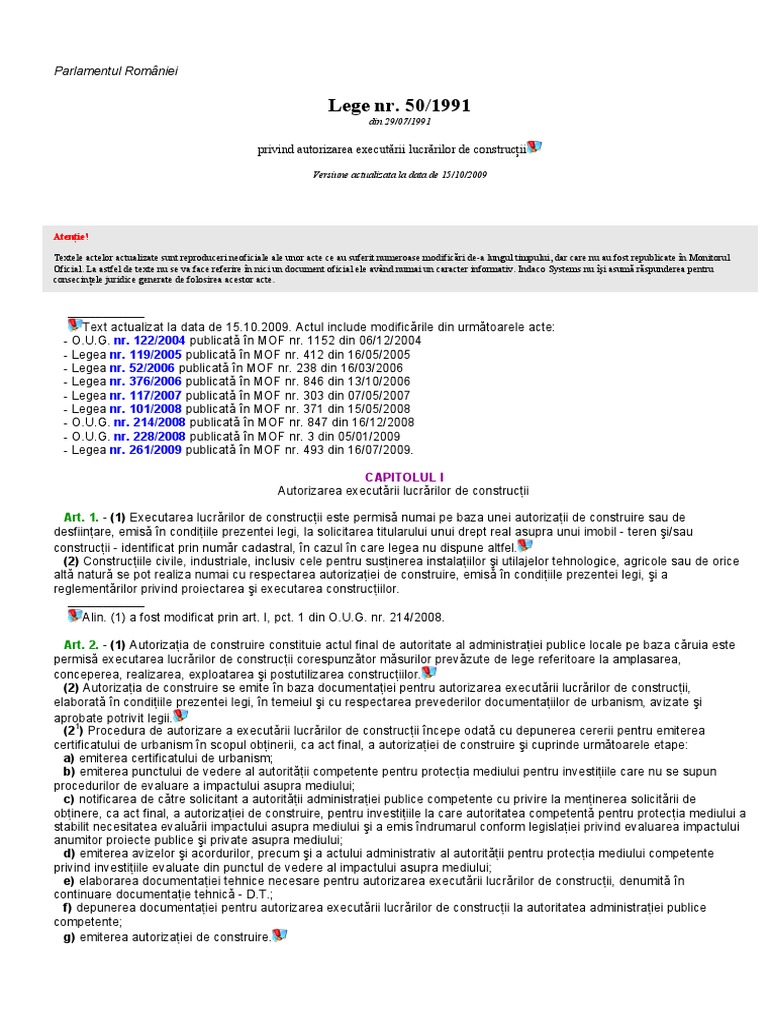 Legea 50 - 2008 PDF | PDF