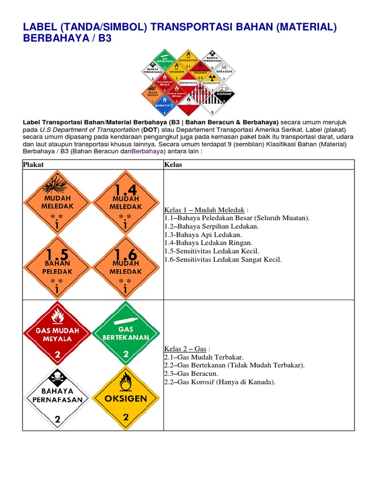 Label Bahan Berbahaya dan Transportasi | PDF
