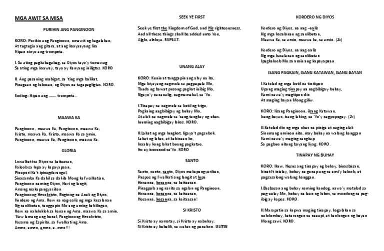 Mga Awit Sa Misa | PDF