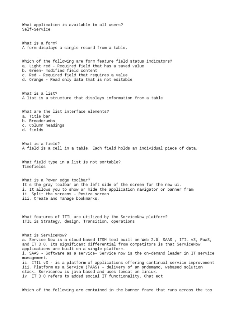 ServiceNow Interview Questions | PDF | Service Level Agreement ...