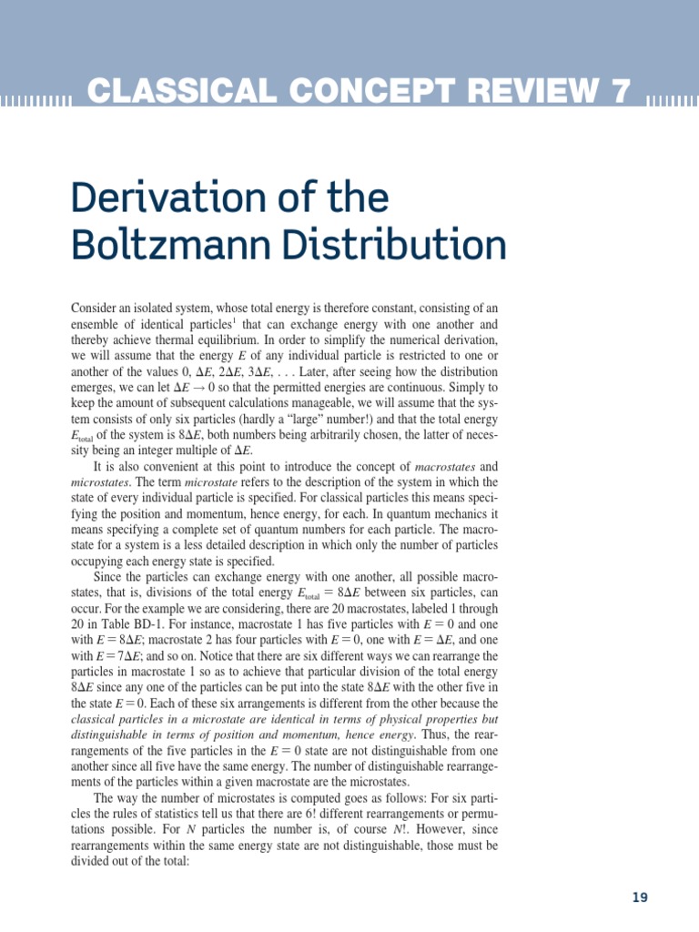 Derivation of the Boltzmann Distribution | PDF | Scientific Theories ...