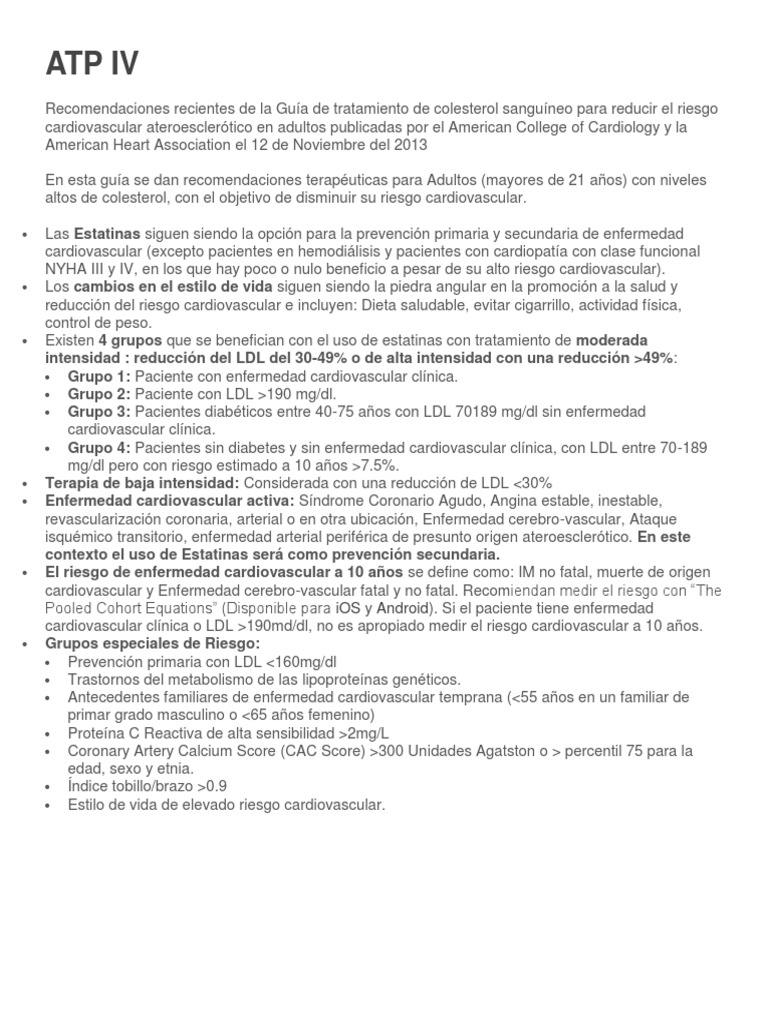 Atp Iv | PDF | Estatinas | Colesterol