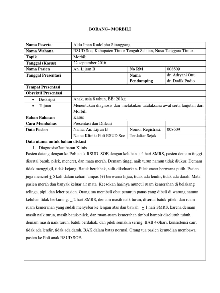 Borang Case Aldo Morbili | PDF