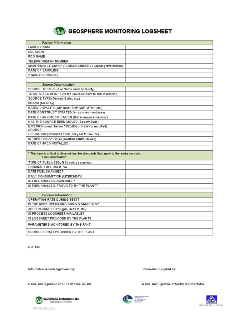 Monitoring Logsheet | PDF