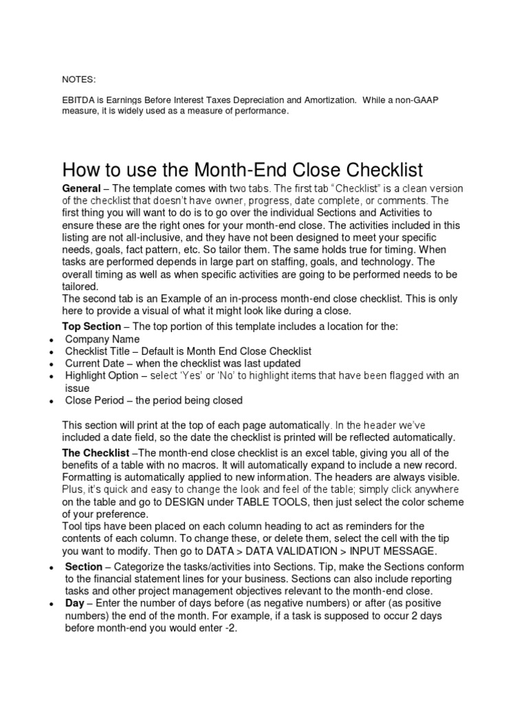 How To Use The Month-End Close Checklist: General | PDF | Computing ...
