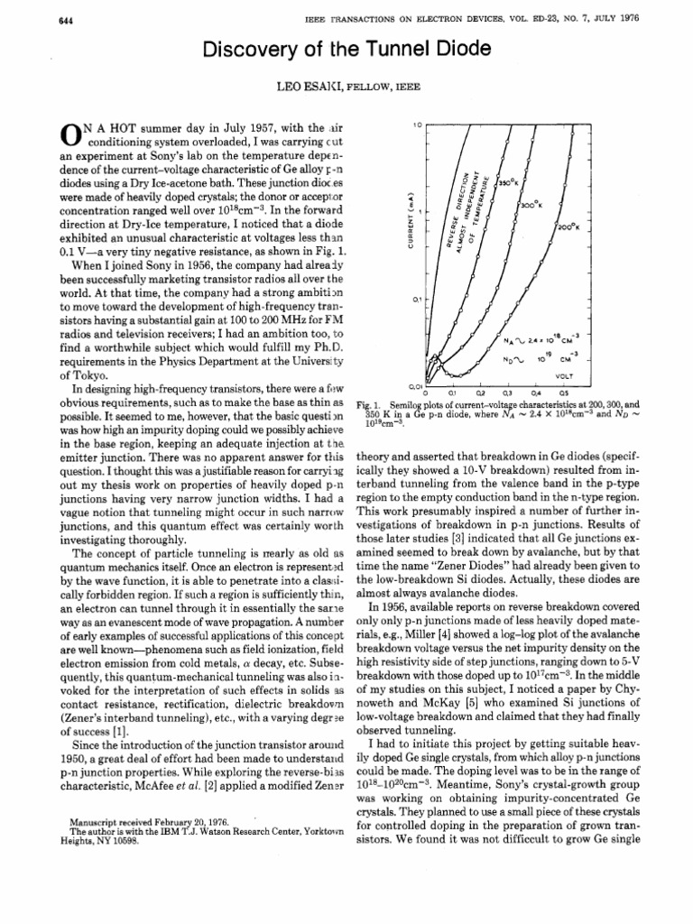 Discovery of the Tunnel Diode | PDF | Quantum Tunnelling | Diode
