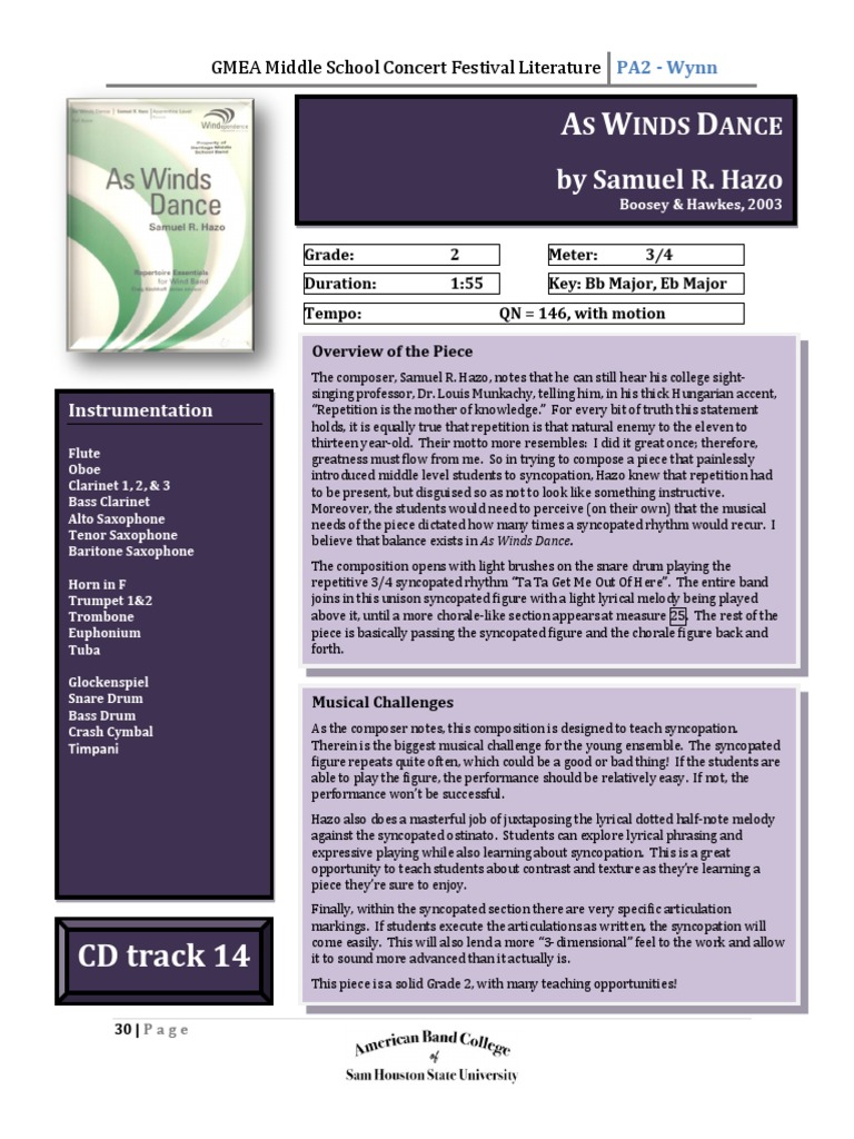 As Winds Dance Program Note | PDF | Musical Compositions | Classical Music
