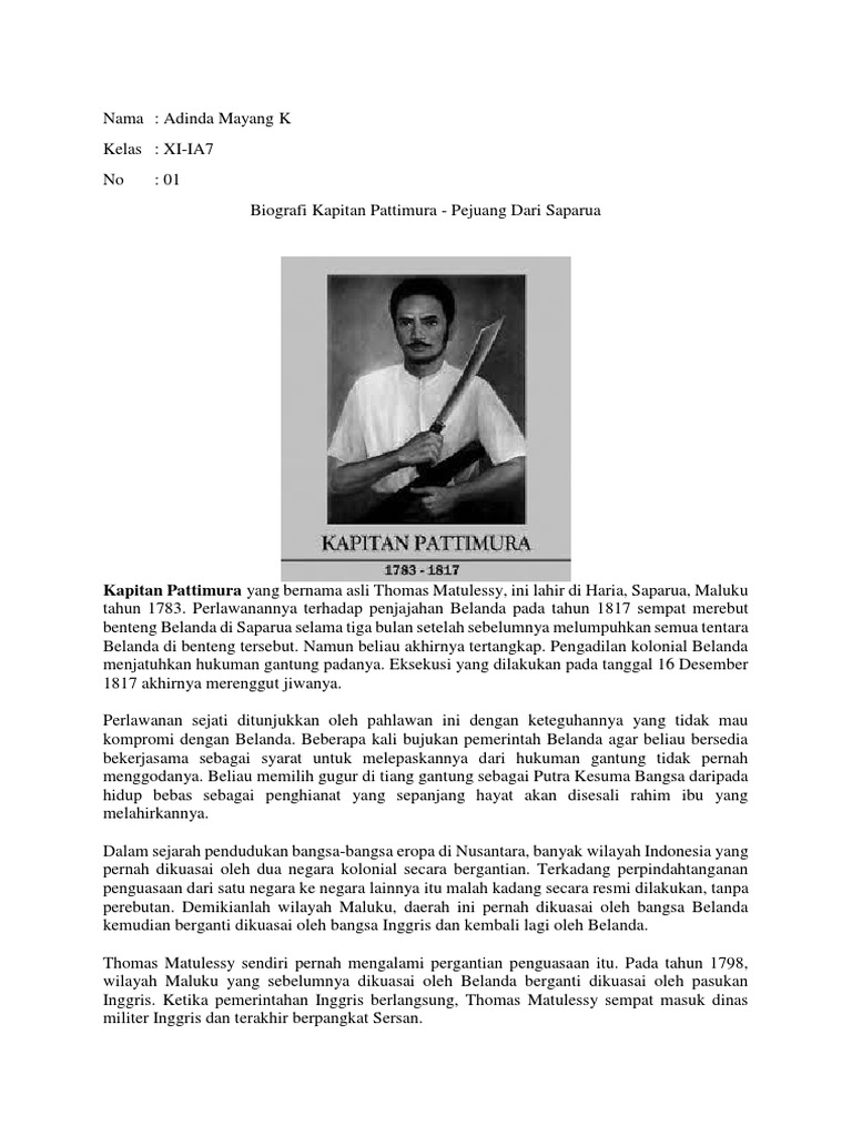 Biografi Kapitan Pattimura | PDF