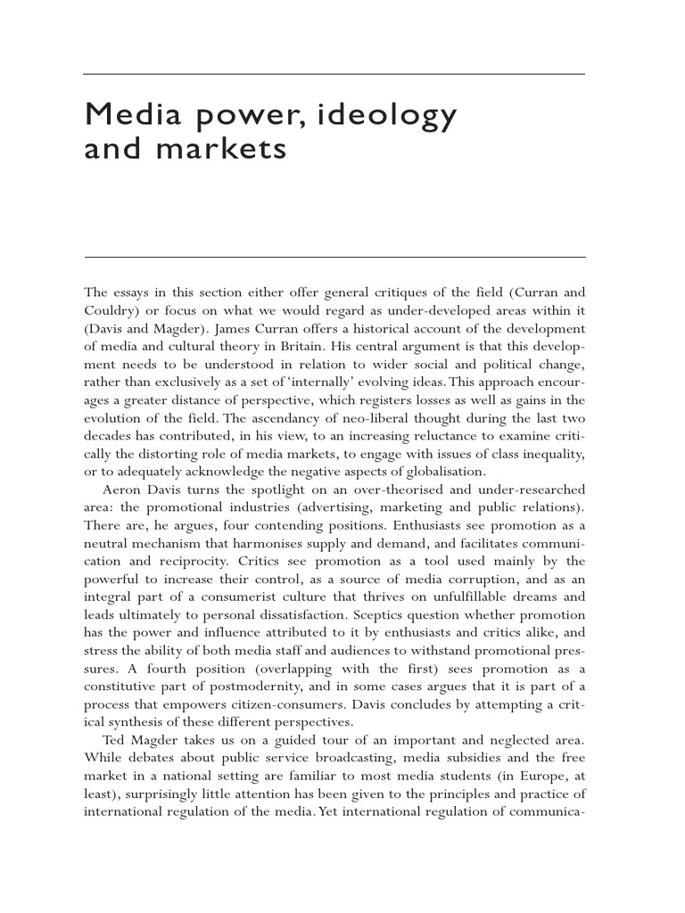 Media Power, Ideology and Markets | PDF | Globalization | Philosophical ...