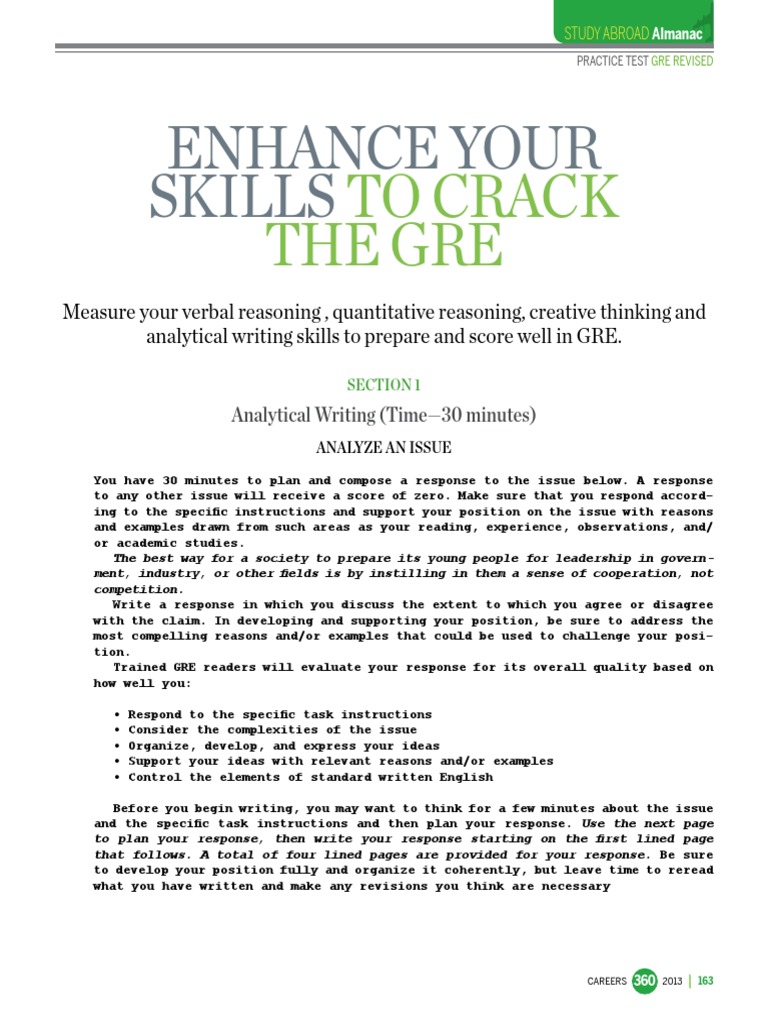 GRE Analytical Writing Sample Paper 2014 | PDF | Graduate Record ...