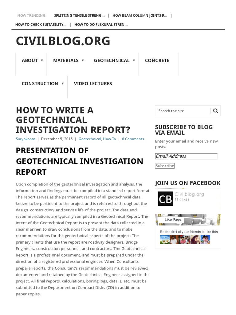 How to Write a Geotechnical Investigation Report_ - Civilblog | Deep Foundation | Geotechnical ...