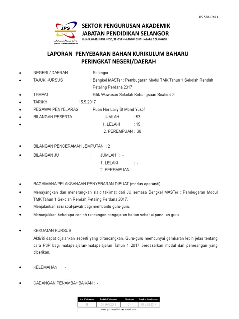 Format Laporan Ladap TMK | PDF