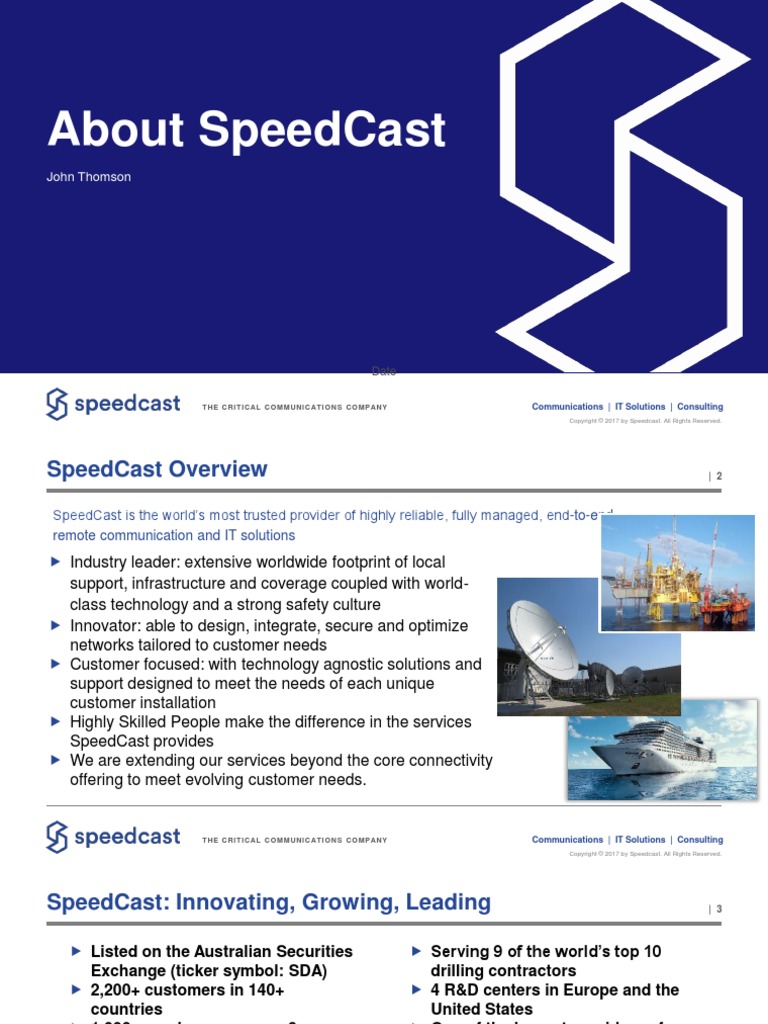 Customer Presentation. SpeedCast | PDF | Telecommunication | Subsea (Technology)
