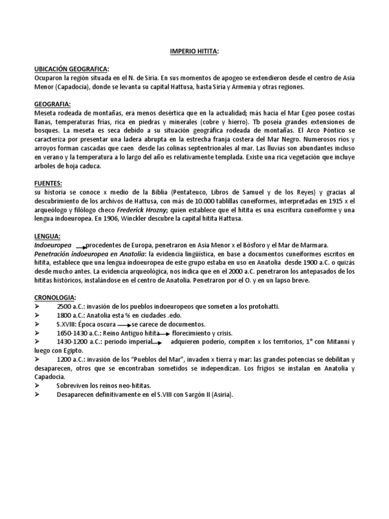 1) Imperio Hitita | PDF | Hititas | Anatolia