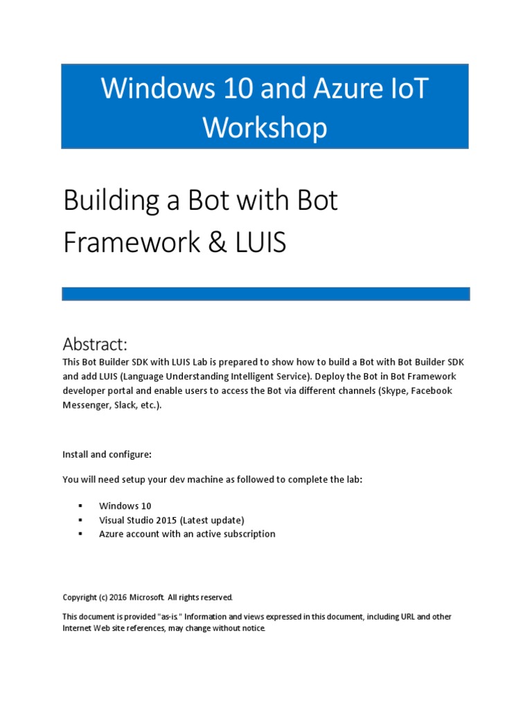 Bot Framework HOL | PDF | Microsoft Visual Studio | C Sharp (Programming Language)
