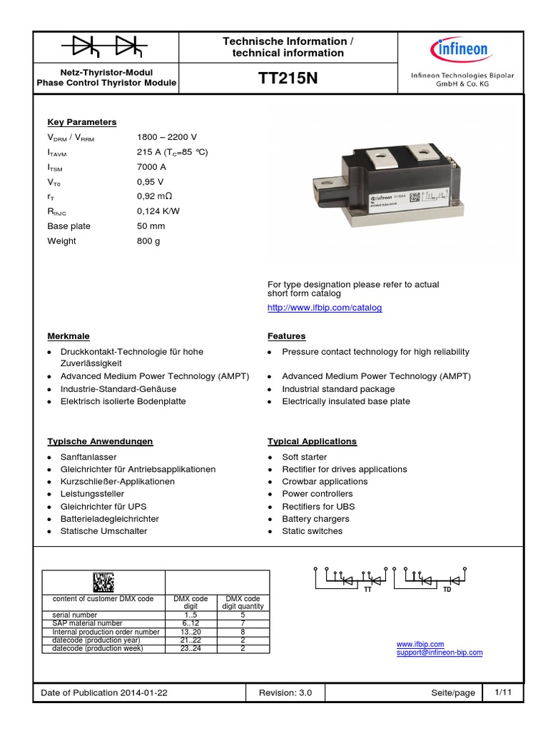 Technische Information / Technical Information: Netz-Thyristor-Modul Phase Control Thyristor ...