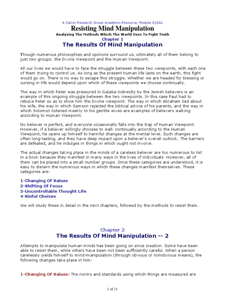 Apologetics: Resisting Mind Manipulation | Download Free PDF ...