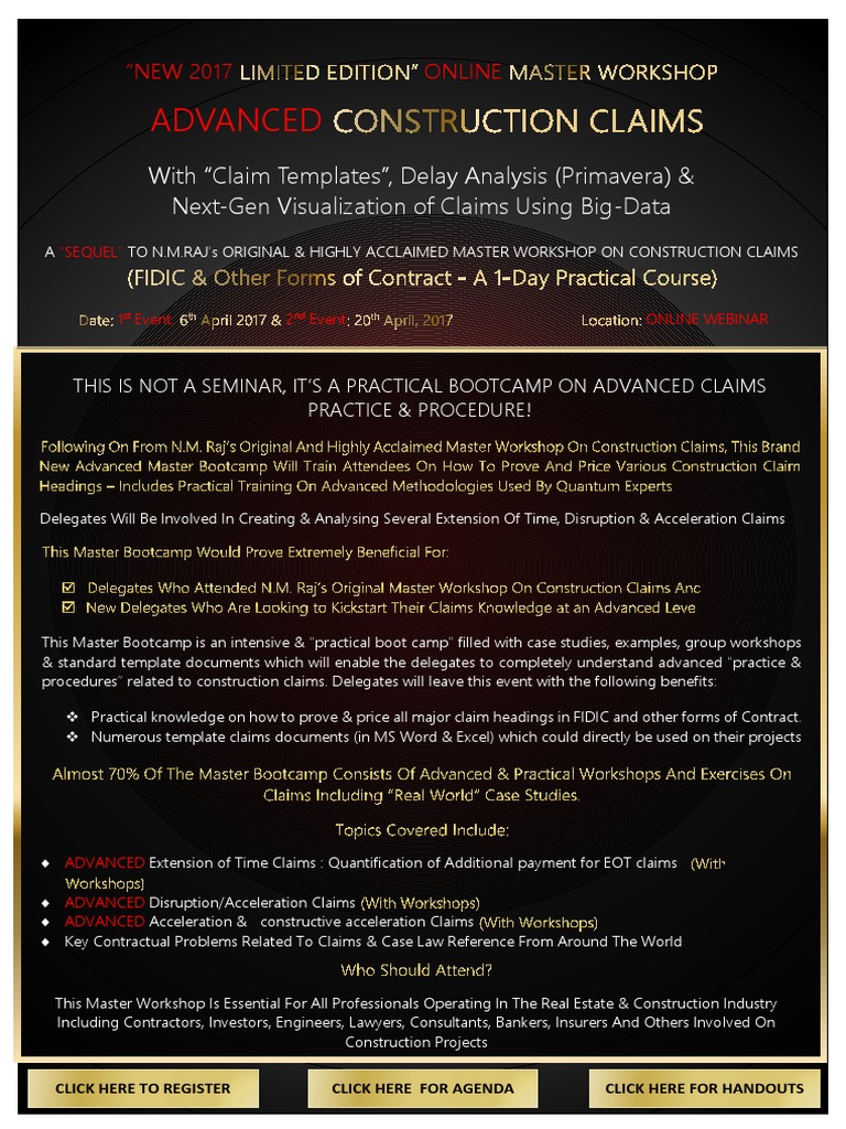 Master Bootcamp on Advanced Construction Claims Practice and Procedure ...