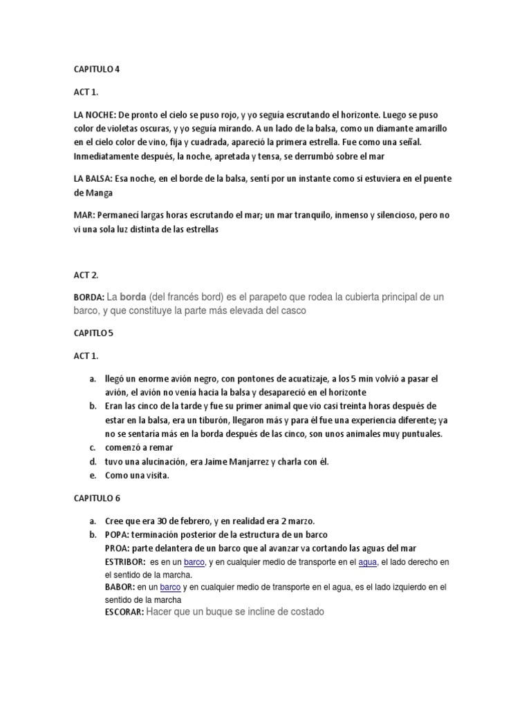 Relato de un náufrago: Resumen y análisis | PDF | Barcos | Naturaleza