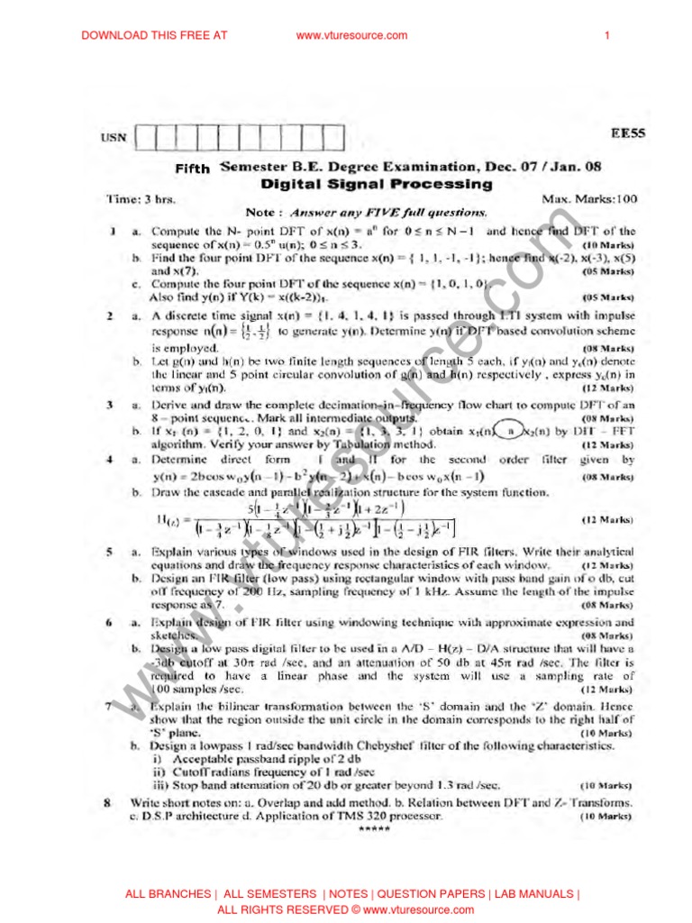 DSP Question Paper | PDF