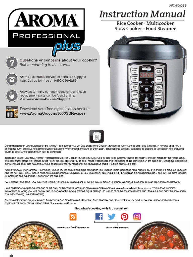 Instruction Manual: Rice Cooker Multicooker Slow Cooker Food Steamer ...