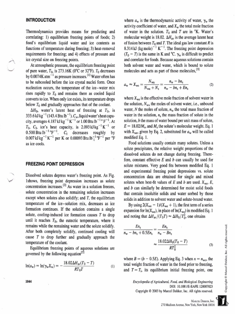 Thermodynamics of Freezing | PDF | Freezing | Solution