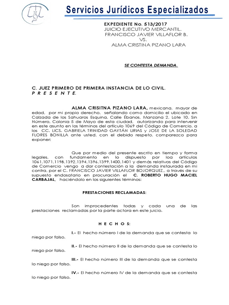 Ejemplo De Contestacion De Vista Mercantil Ejemplo Sencillo | Images ... Ejemplo De Contestacion De Vista Mercantil Ejemplo Sencillo | Images ...