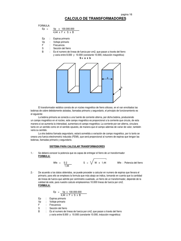 Calculo de Transformadores | PDF | Transformador | Inductor