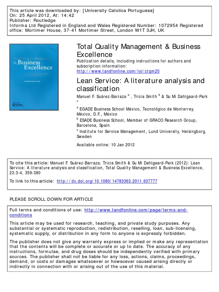 Lean Services | PDF | Lean Manufacturing | Literature Review