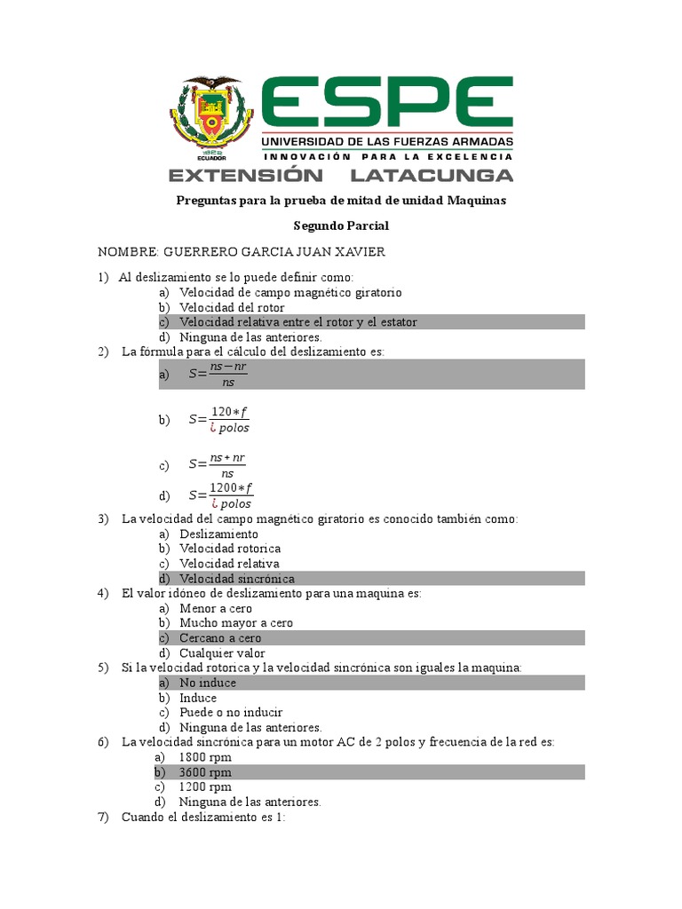 Preguntas | PDF | Generador eléctrico | Motor eléctrico