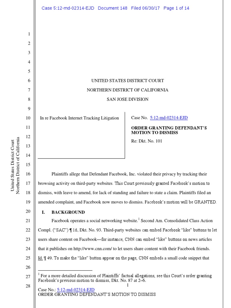Facebook Can Track Users On Other Sites, Judge Says | PDF | Internet ...