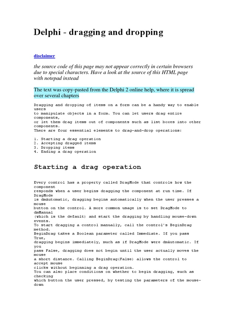 Delphi Drag and Drop | PDF | Computer File | System Software