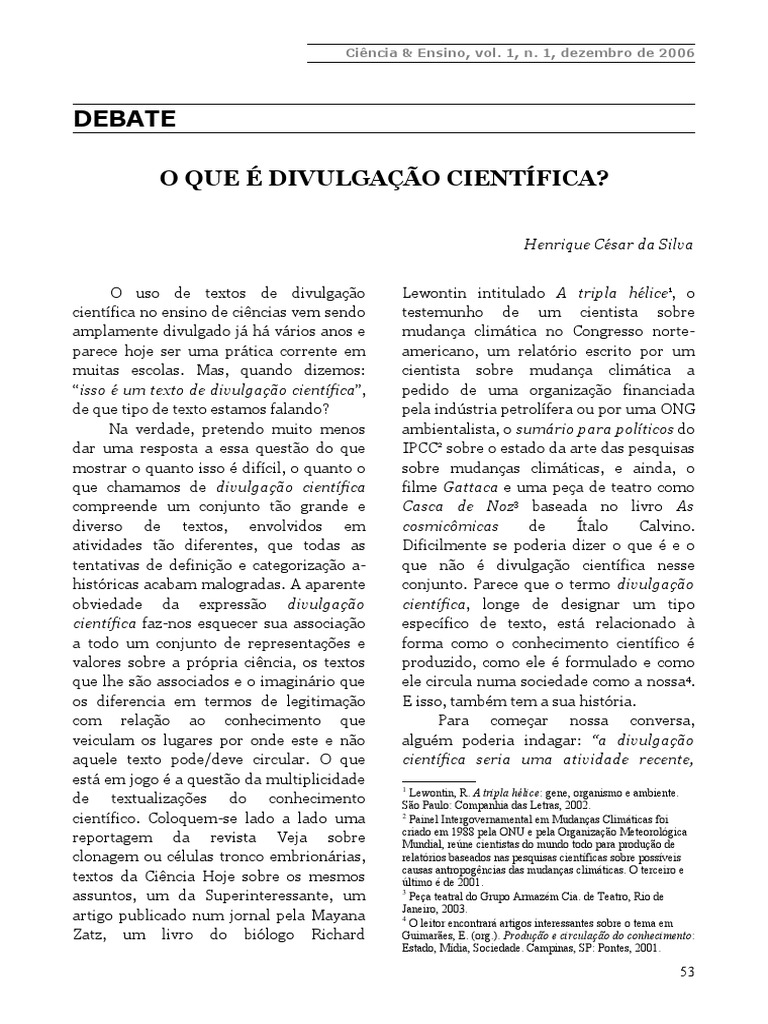 O Que é Divulgação Científica Pdf Science Albert Einstein